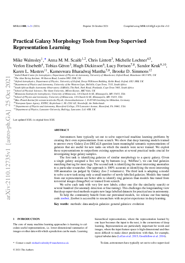 (PDF) Practical Galaxy Morphology Tools from Deep Supervised Representation Learning