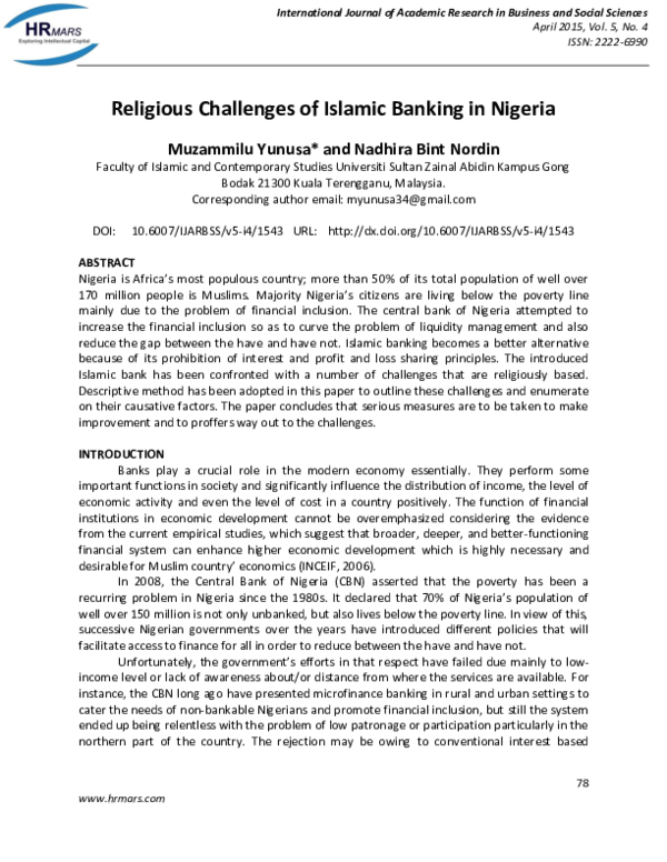 (PDF) Religious Challenges of Islamic Banking in Nigeria