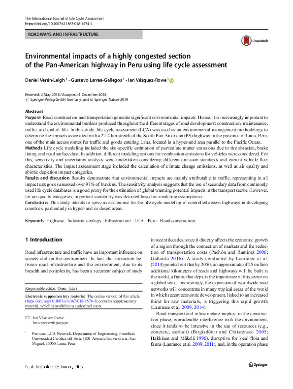 (PDF) Environmental impacts of a highly congested section of the Pan ...