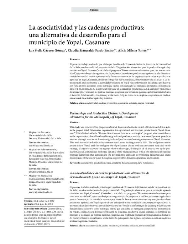 (PDF) La asociatividad de las cadenas productivas: una alternativa al ...