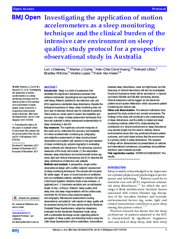 (PDF) Investigating the application of motion accelerometers as a sleep ...
