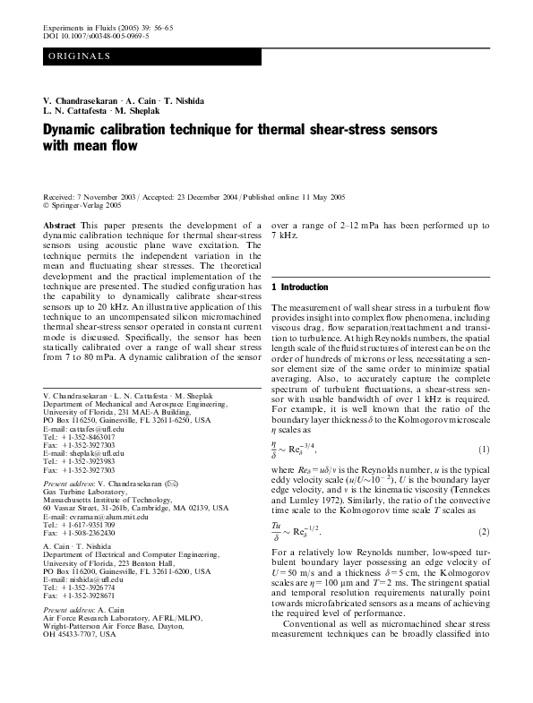 (PDF) Dynamic calibration technique for thermal shear-stress sensors ...