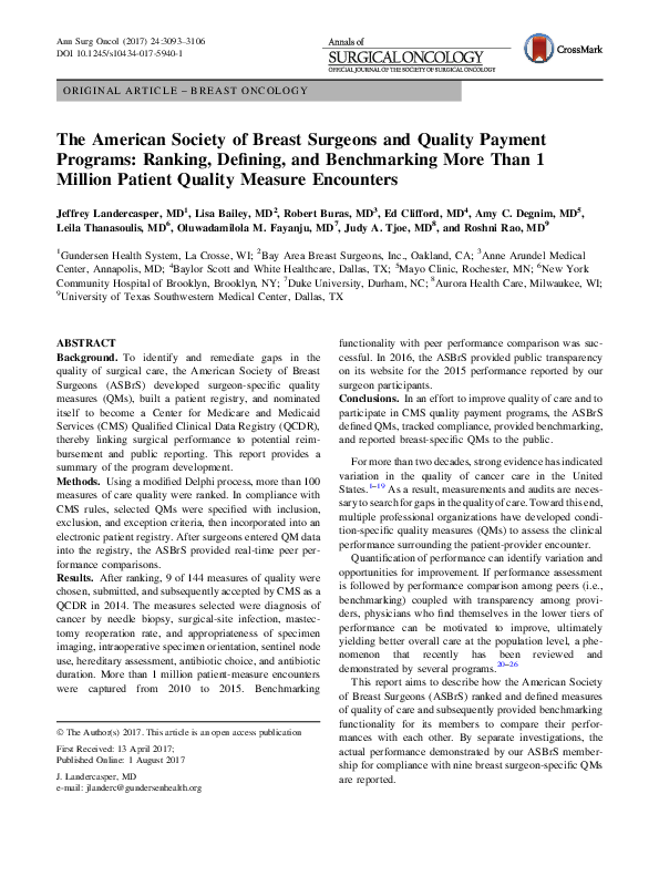 (PDF) The American Society of Breast Surgeons and Quality Payment ...