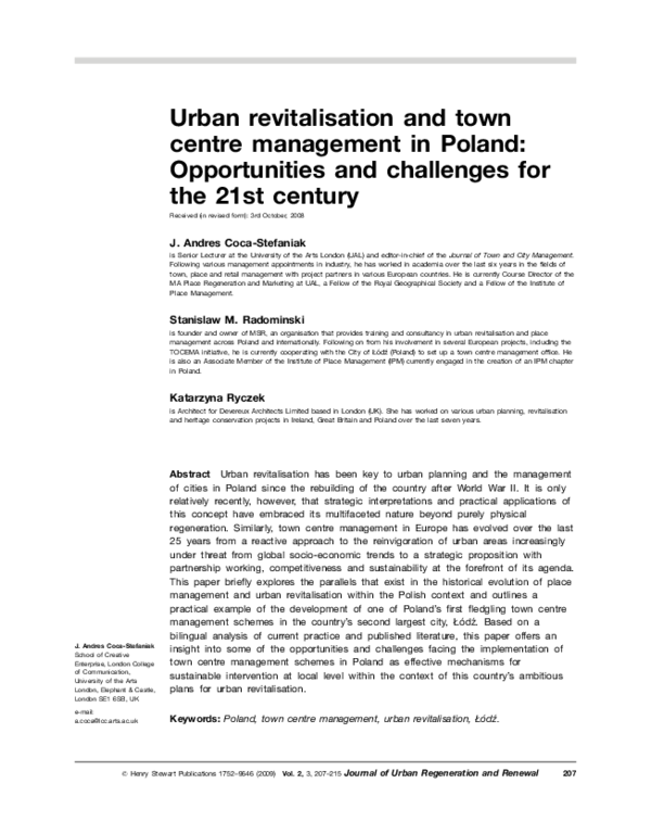 (PDF) Urban revitalisation and town centre management in Poland ...