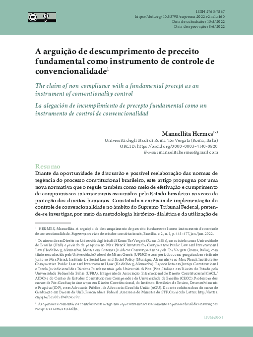(PDF) A arguicao de descumprimento de preceito fundamental como ...