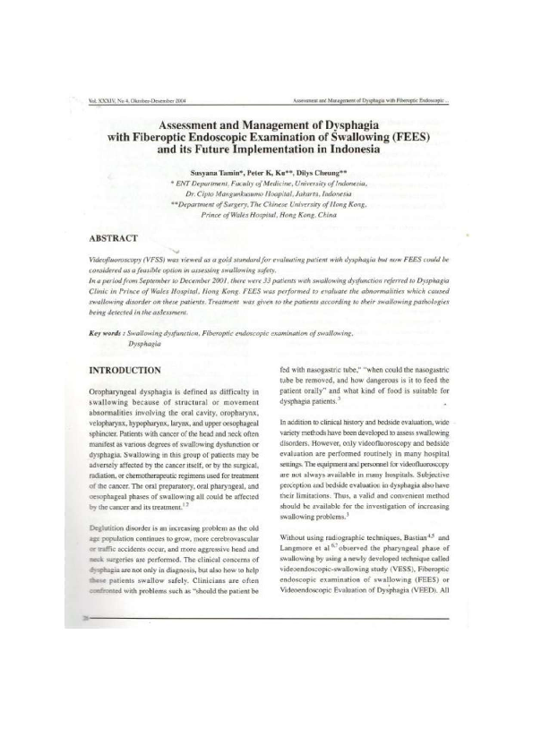 (PDF) Assessment and Management of Dysphagia with Fiberoptic Endoscopic ...