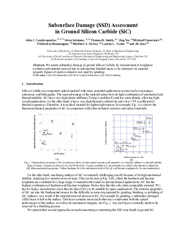 (PDF) Subsurface Damage (SSD) Assessment in Ground Silicon Carbide (SiC)