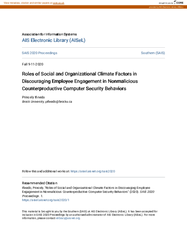 (PDF) Roles of Social and Organizational Climate Factors in ...