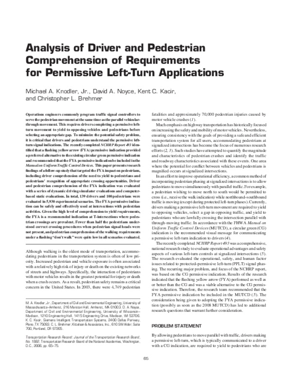 (PDF) Analysis of Driver and Pedestrian Comprehension of Requirements ...