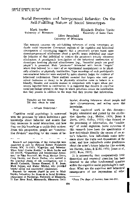 (PDF) Social perception and interpersonal behavior: On the self ...