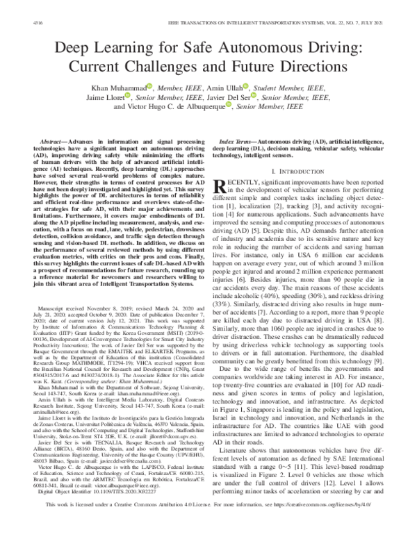 Pdf Deep Learning For Safe Autonomous Driving Current Challenges And