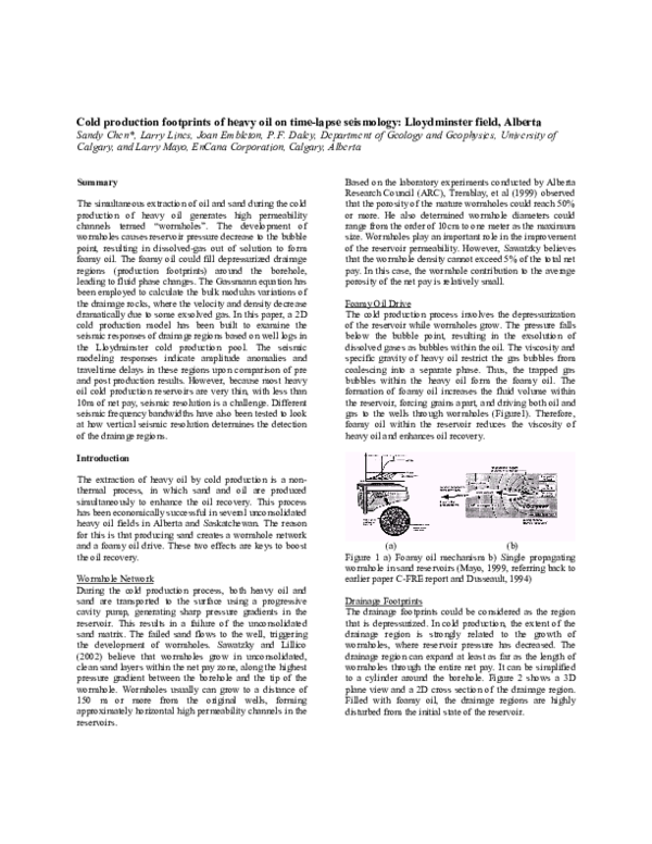 (PDF) Cold production footprints of heavy oil on time‐lapse seismology ...
