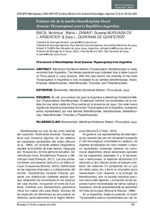 (PDF) Primera cita de la familia Merothripidae Hood (Insecta ...