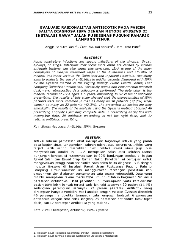 (PDF) Evaluasi Rasionalitas Antibiotik Pada Pasien Balita Diagnosa Ispa ...