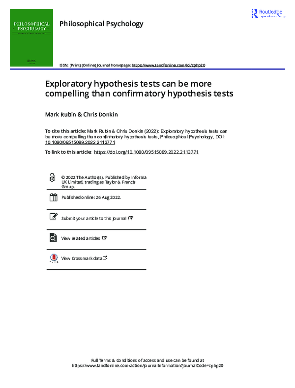 (PDF) Exploratory hypothesis tests can be more compelling than ...