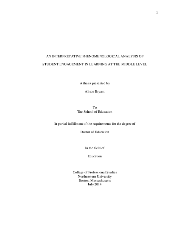(PDF) An interpretative phenomenological analysis of student engagement ...