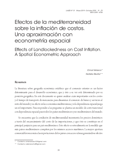 (PDF) Efectos de la mediterraneidad sobre la inflación de costos. Una aproximación con ...