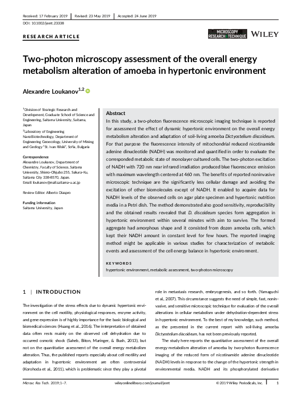 (PDF) Two‐photon microscopy assessment of the overall energy metabolism alteration of amoeba in ...