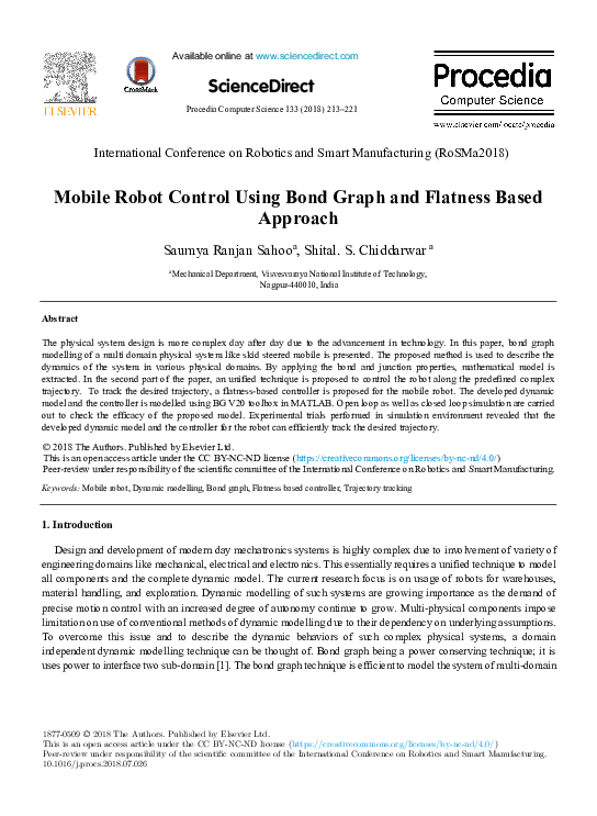Mobile Robot Control Using Bond Graph And Flatness Based Approach 4325