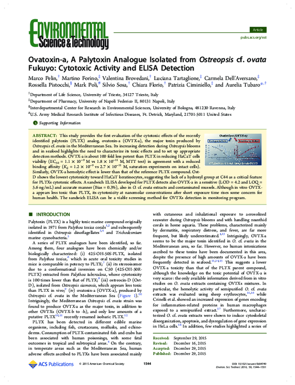 (PDF) Ovatoxin-a, A Palytoxin Analogue Isolated from Ostreopsis cf ...