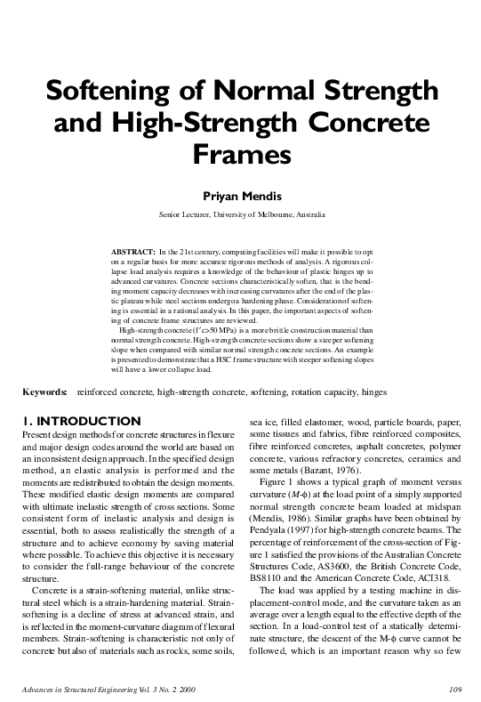 (PDF) Softening of Normal Strength and High-Strength Concrete Frames