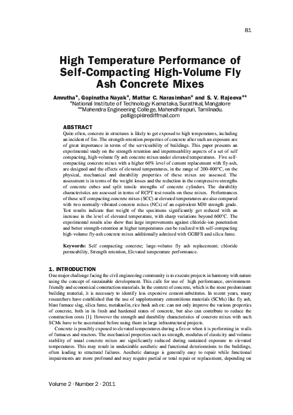 (PDF) High Temperature Performance of Self-Compacting High-Volume Fly ...