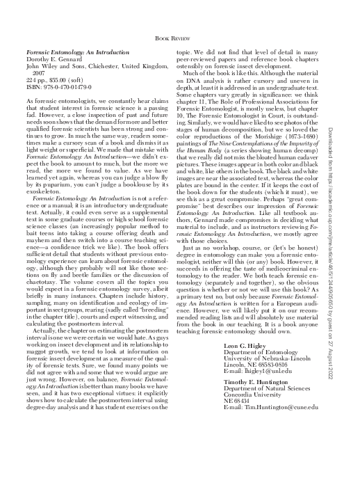 (PDF) Forensic Entomology: An Introduction