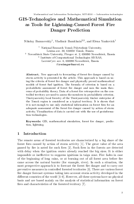 Pdf Gis Technologies And Mathematical Simulation To Predict Lightning