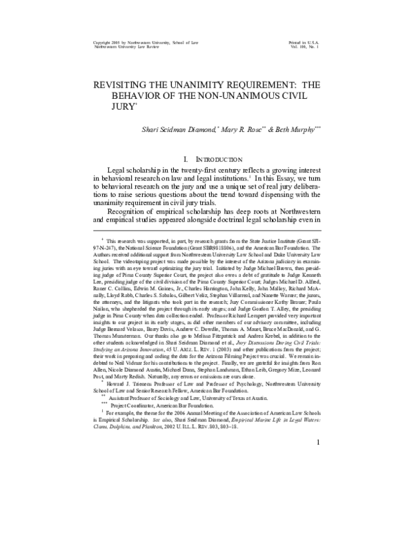 (PDF) Revisiting the Unanimity Requirement: The Behavior of the Non ...
