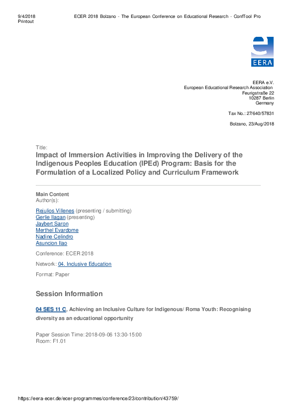 (PDF) Impact of Immersion Activities in Improving the Delivery of the ...