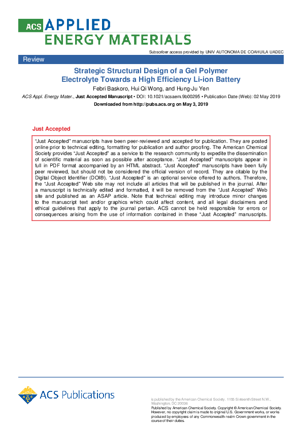 (PDF) Strategic Structural Design of a Gel Polymer Electrolyte toward a ...