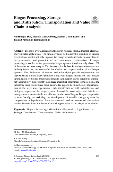 (PDF) Biogas Processing, Storage and Distribution, Transportation and ...