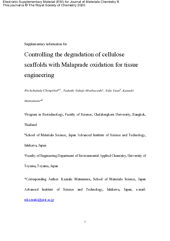 (PDF) Controlling the degradation of cellulose scaffolds with Malaprade ...