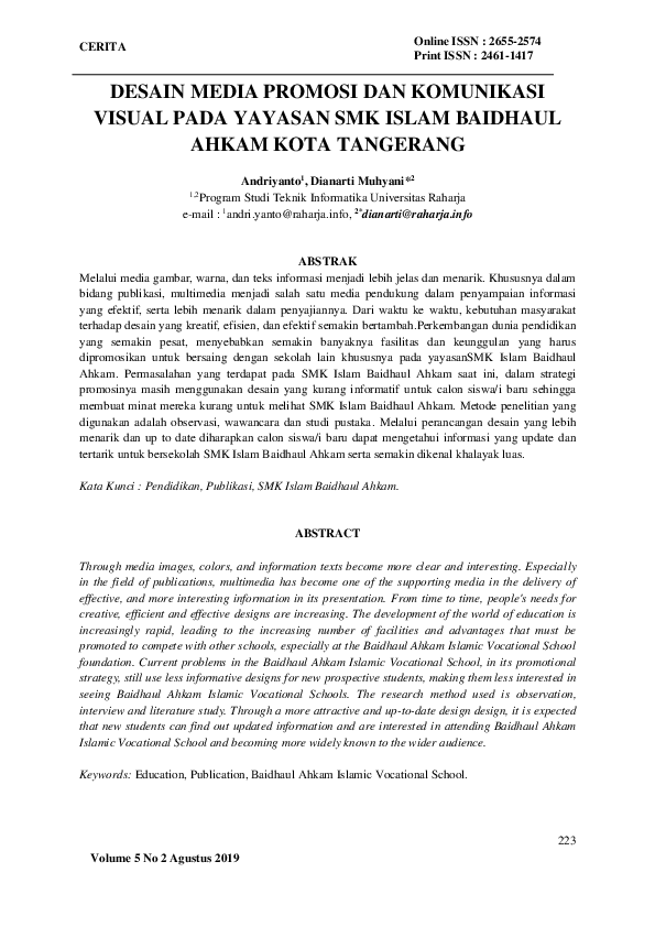 (PDF) Desain Media Promosi Dan Komunikasi Visual Pada Yayasan SMK Islam ...