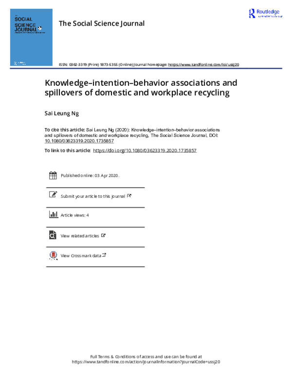 (PDF) Knowledge–intention–behavior associations and spillovers of ...