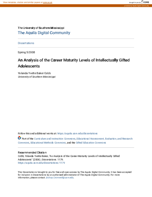 (PDF) An analysis of the career maturity levels of intellectually ...