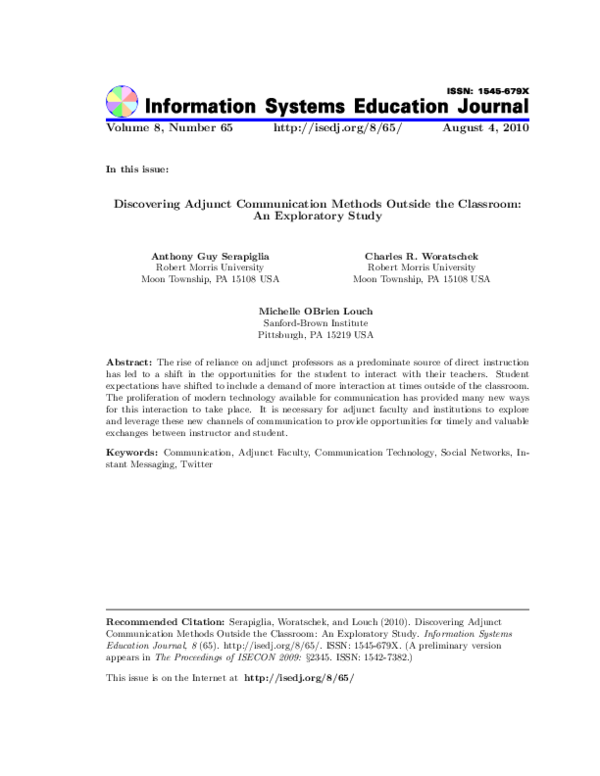 (PDF) Discovering Adjunct Communication Methods Outside the Classroom: An Exploratory Study