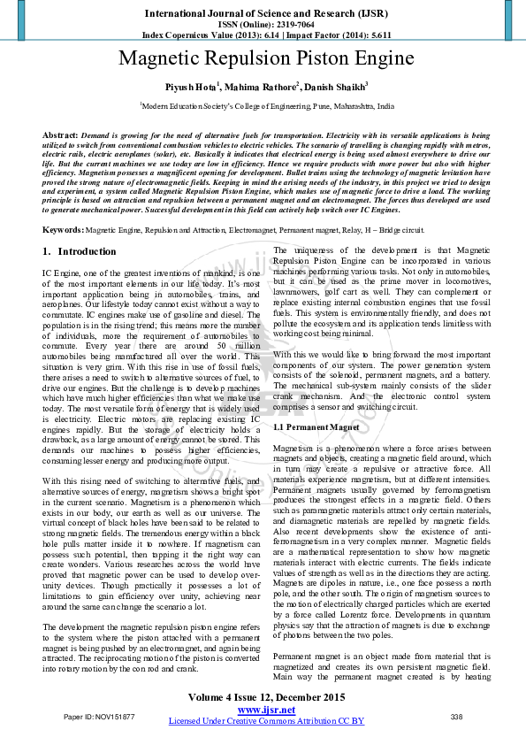 (PDF) Magnetic Repulsion Piston Engine