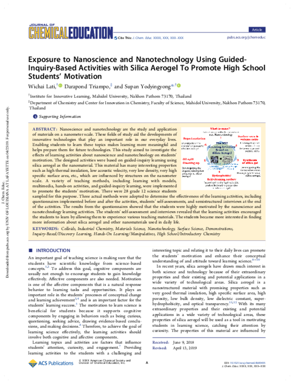 (PDF) Exposure to Nanoscience and Nanotechnology Using Guided-Inquiry ...