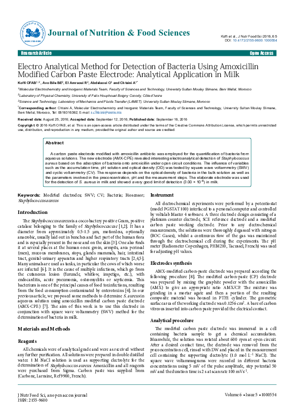 Pdf Electro Analytical Method For Detection Of Bacteria Using