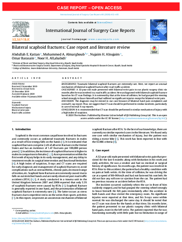 (PDF) Bilateral scaphoid fractures: Case report and literature review