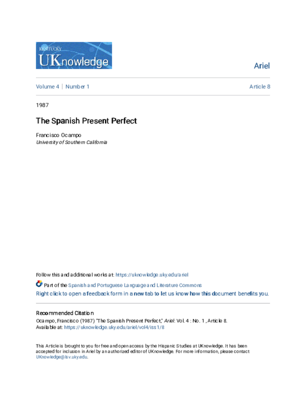 (PDF) The Spanish Present Perfect