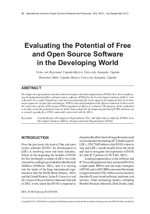 (PDF) Evaluating the Potential of Free and Open Source Software in the Developing World