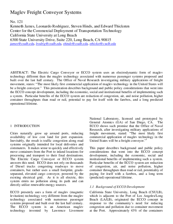 (PDF) Maglev Freight Conveyor Systems