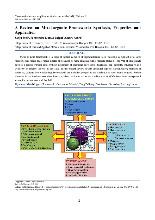 (PDF) A review on metal-organic framework: synthesis, properties and application