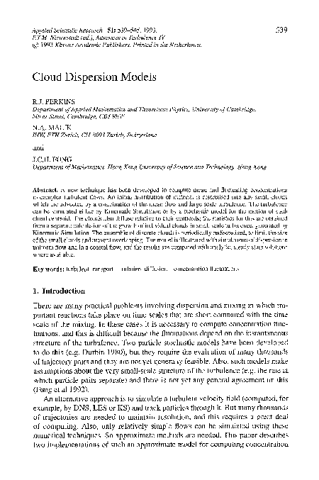 (PDF) Cloud dispersion models