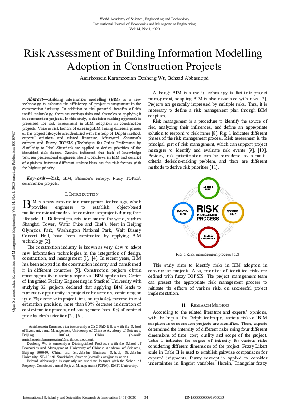 (PDF) Risk Assessment of Building Information Modelling Adoption in ...