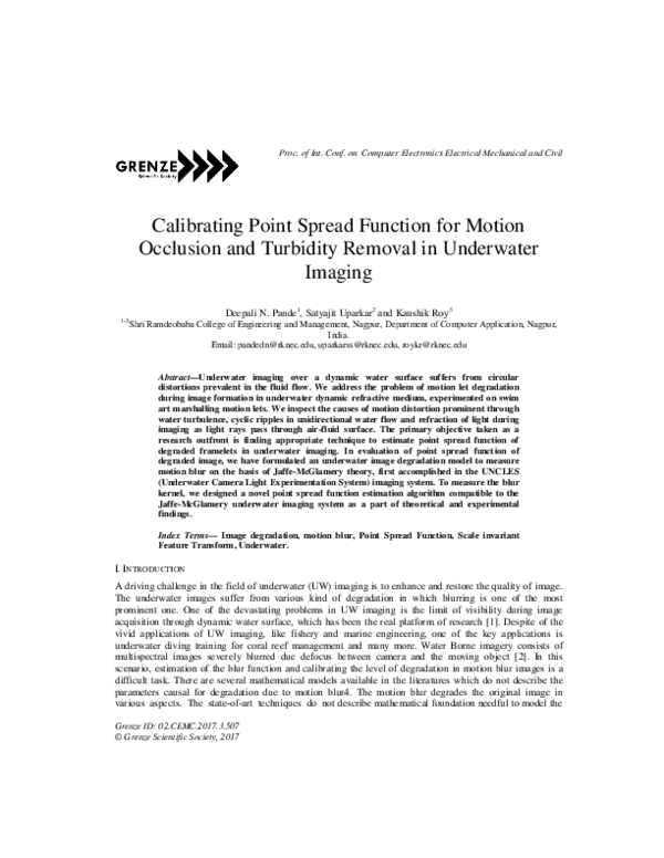 (PDF) Calibrating Point Spread Function for Motion Occlusion and ...