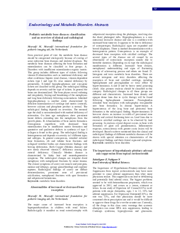 (PDF) Pediatric metabolic bone diseases : classification and an ...