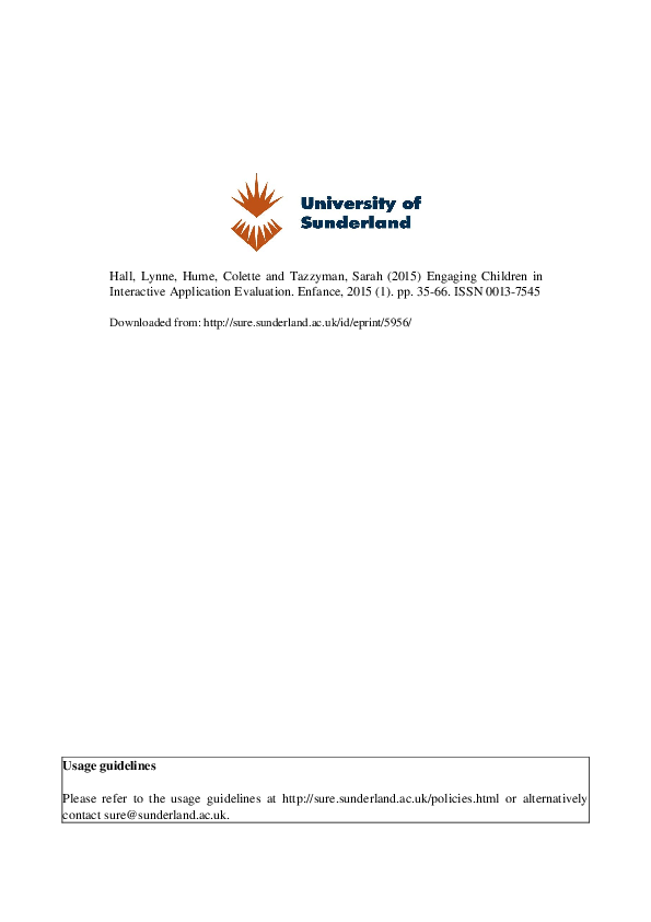 (PDF) Engaging Children in Interactive Application Evaluation